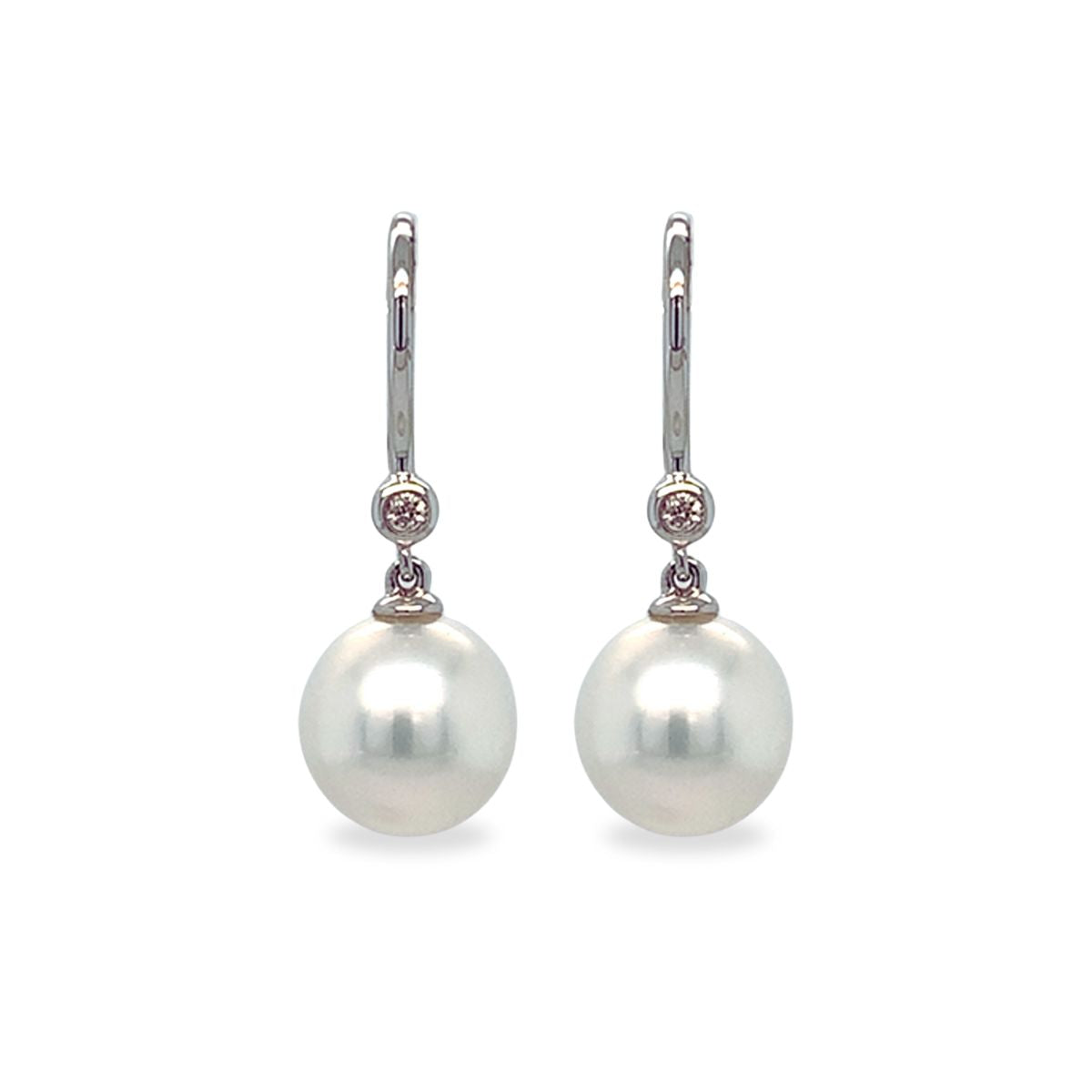 9ct White Gold 9-10mm South Sea Pearl & Diamond Hooks – Darwin South ...